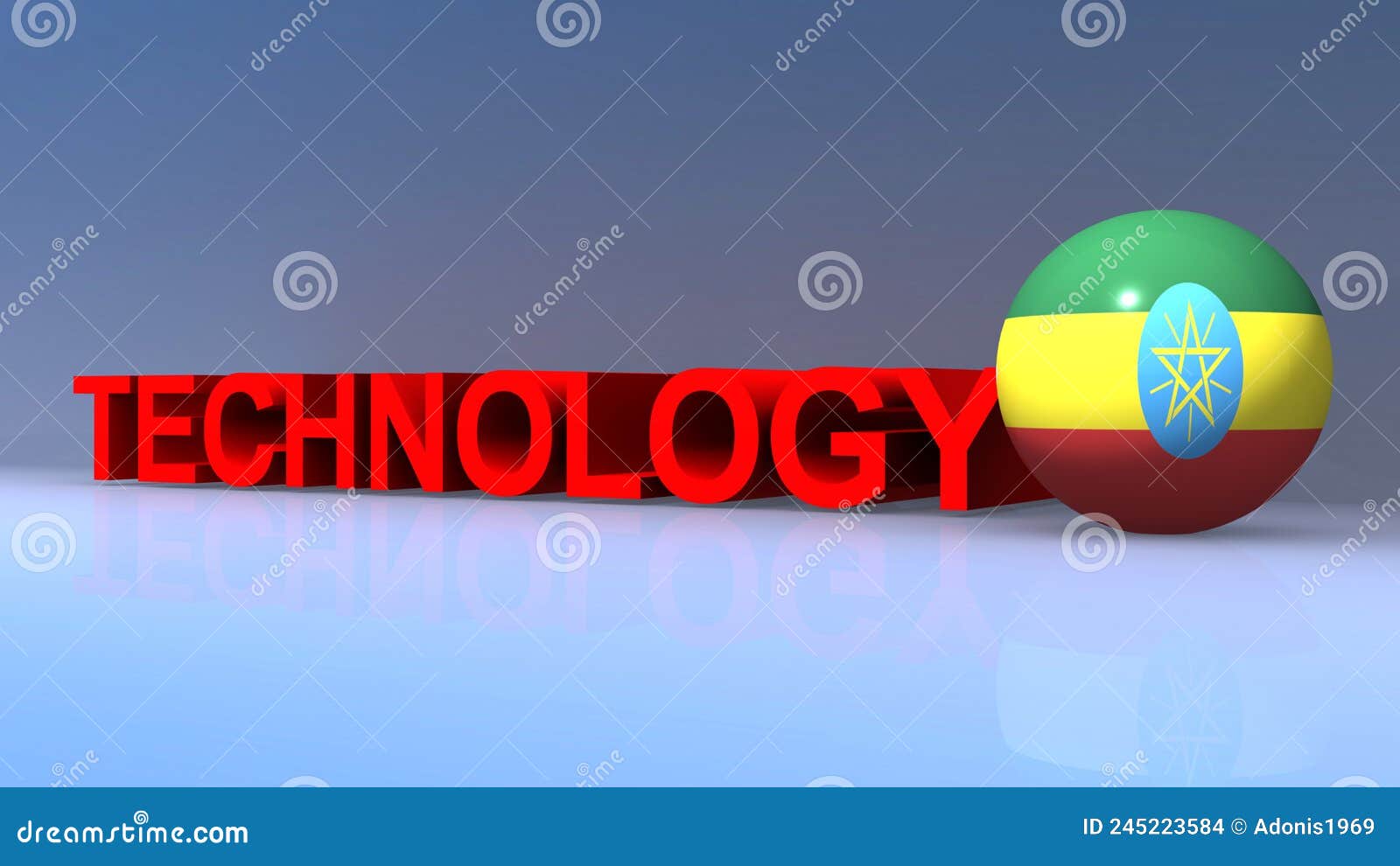 Technology with Ethiopia Flag on Blue Stock Illustration - Illustration ...
