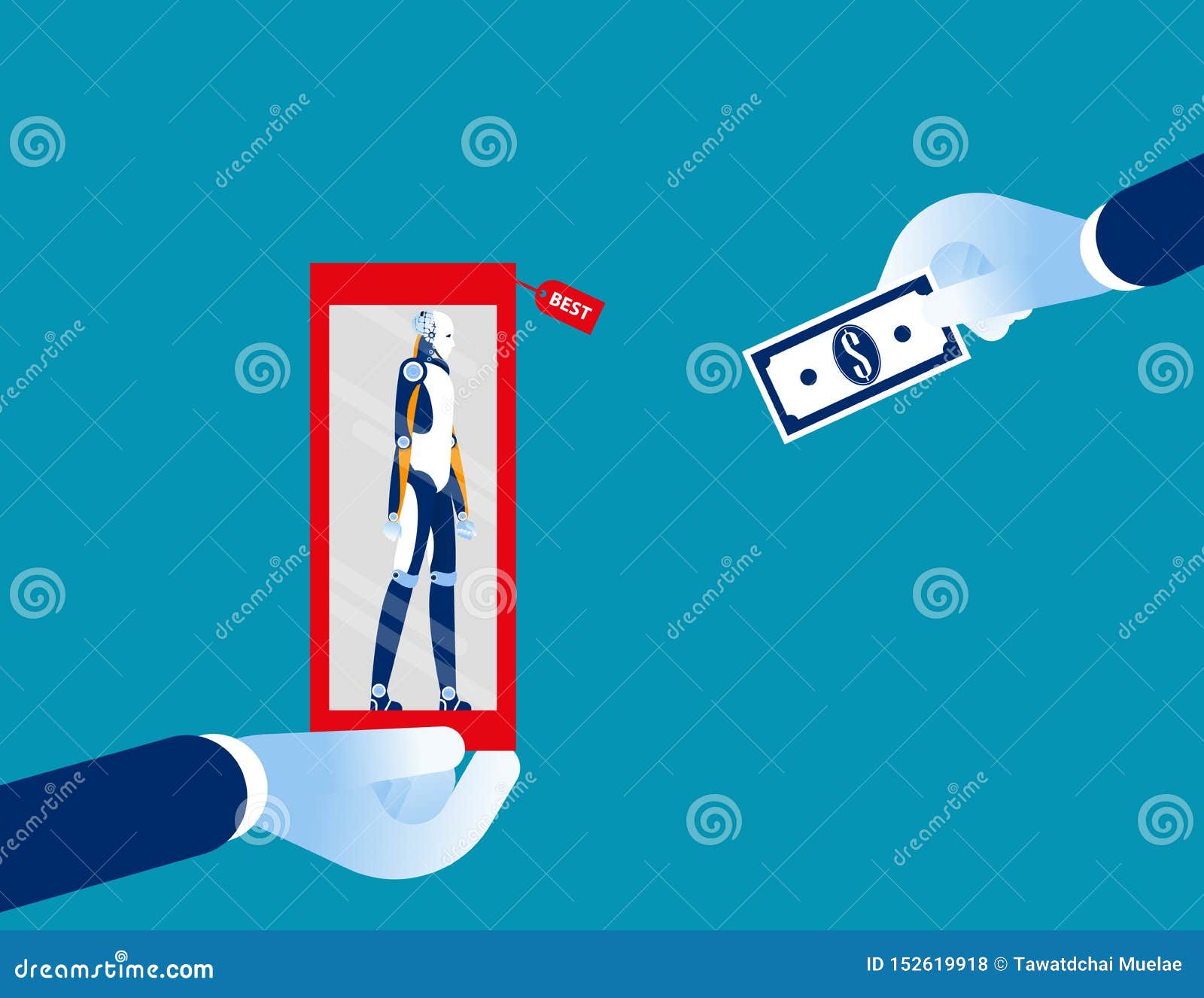 Technology in Exchange for Money. Concept Business Vector Illustration ...