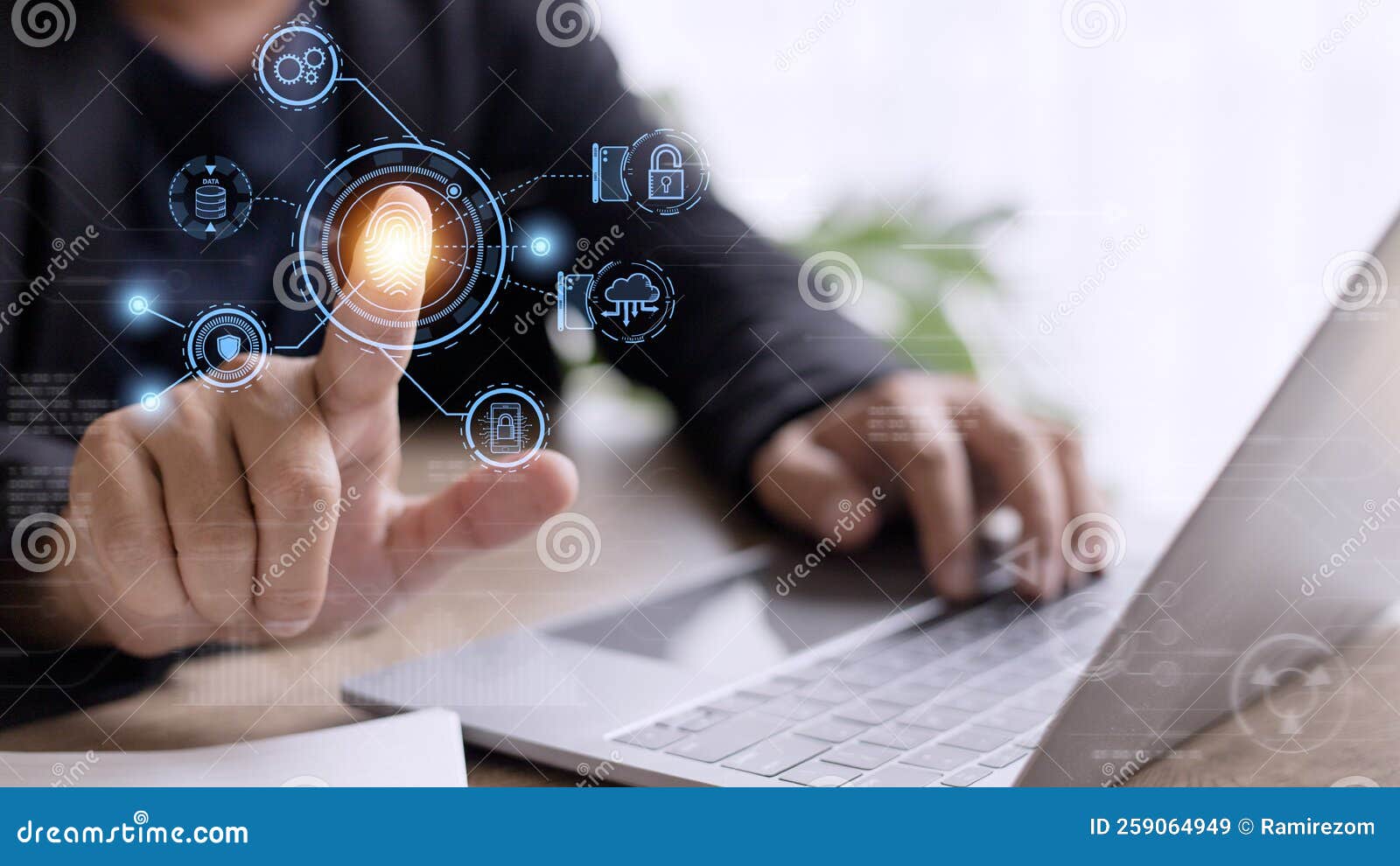 Technology Fingerprint Scan Provides Security. Digital Transformation ...