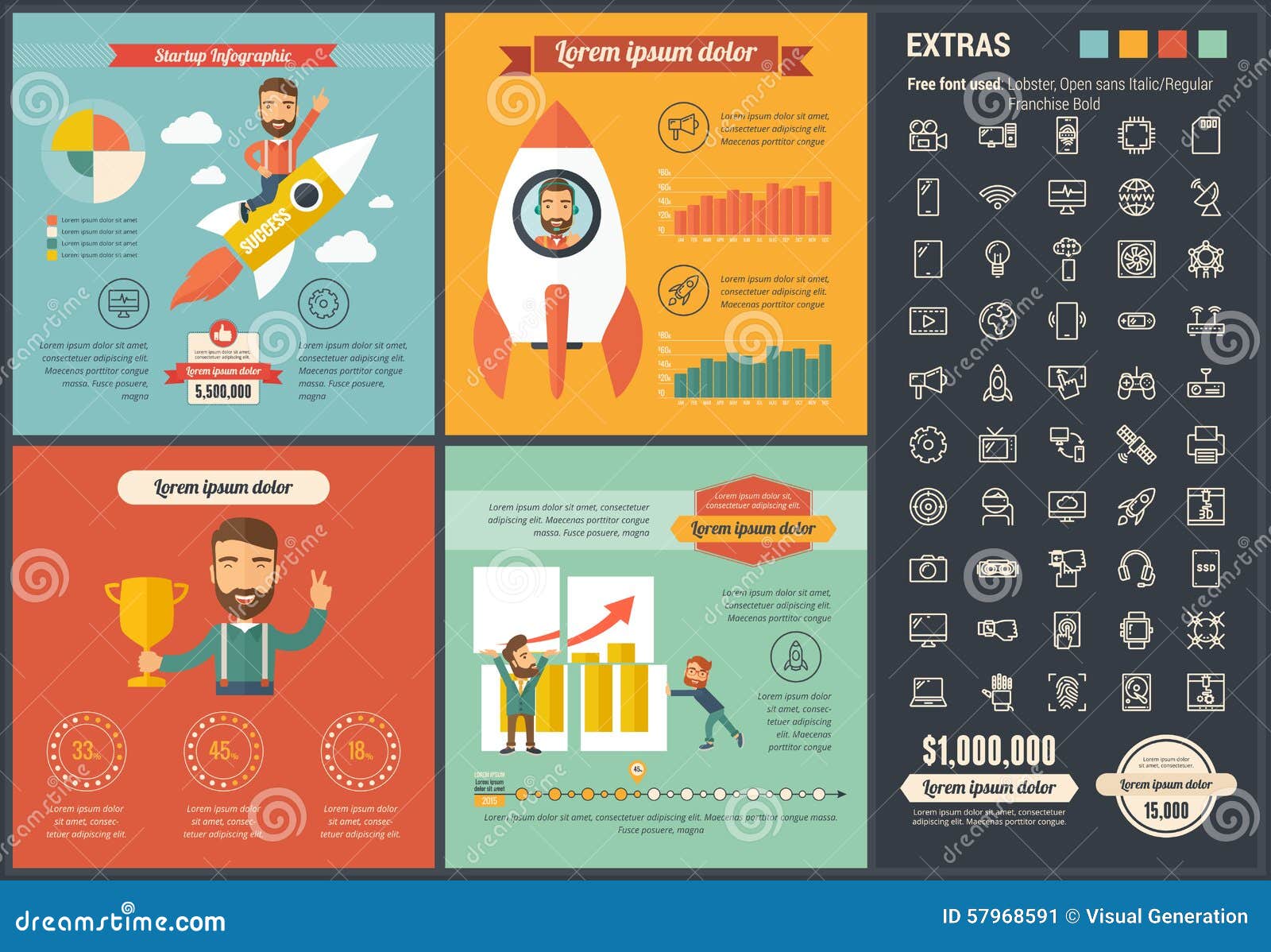 Technology Flat Design Infographic Template Stock Vector - Illustration ...