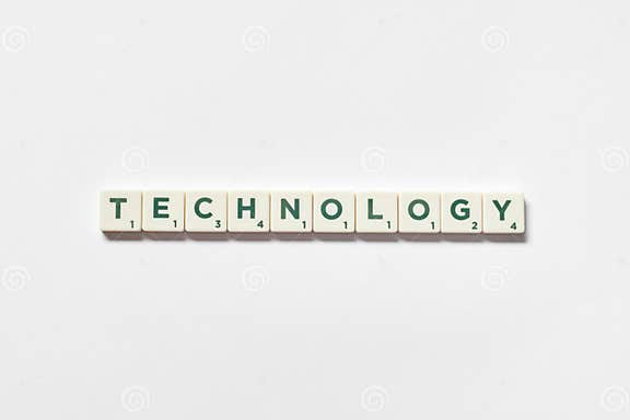 Technology Formed of Scrabble Blocks on White Background. Stock Photo ...