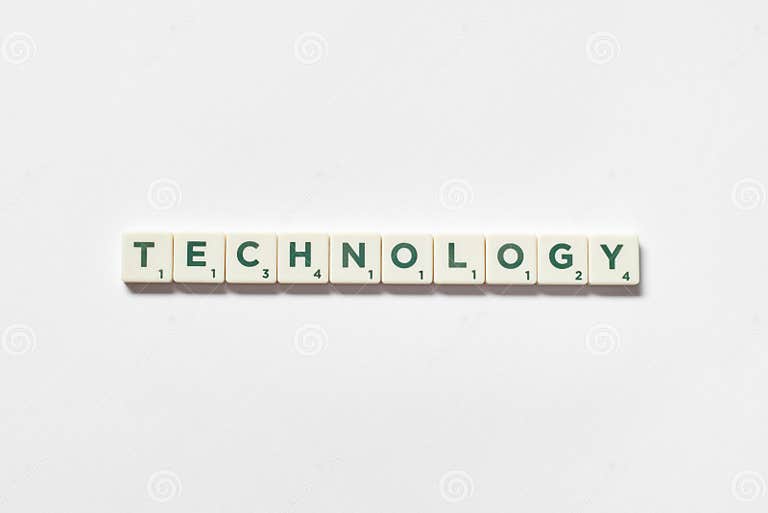 Technology Formed of Scrabble Blocks on White Background. Stock Photo ...