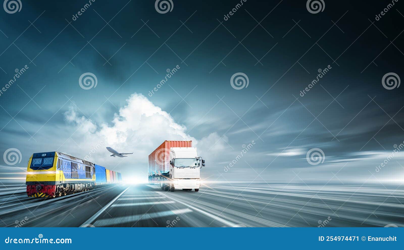 Technology Future of Cargo Container Logistics Transport Concept ...