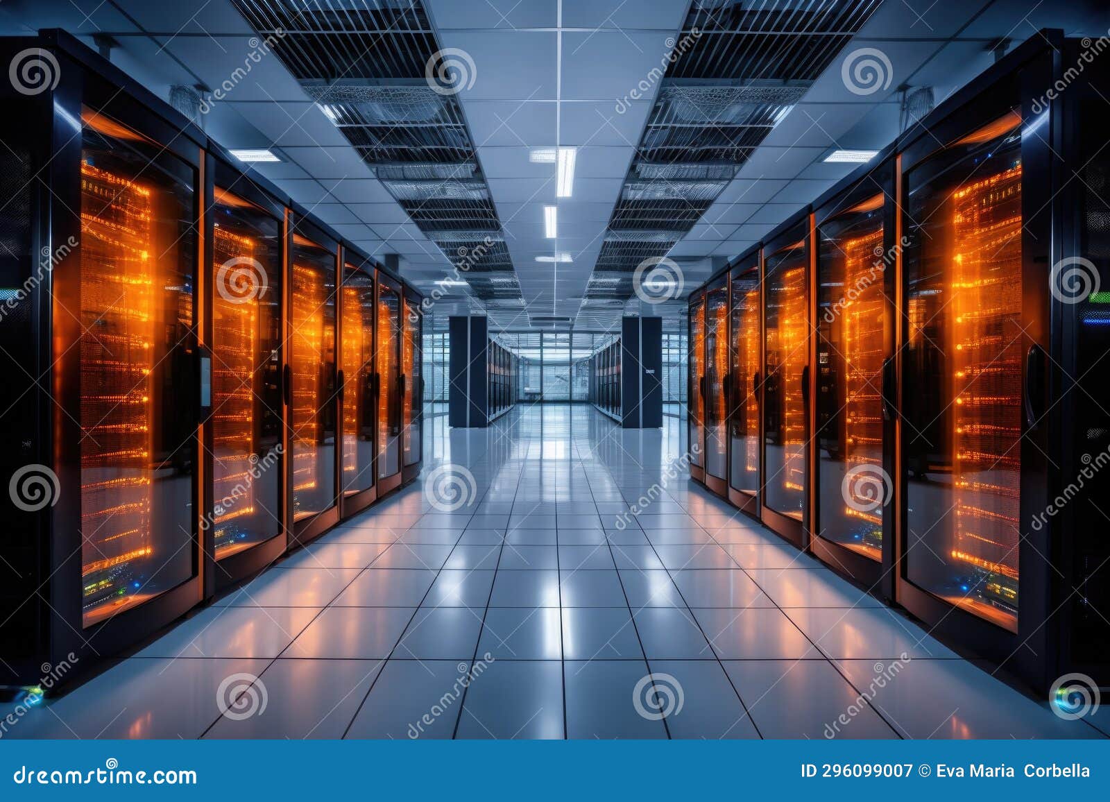 Technology Future Sever Rack Database Room Stock Illustration ...