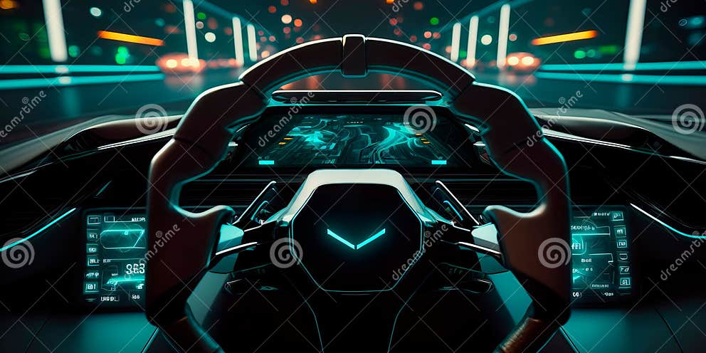 Technology Futuristic Panel . Autonomous Car , without a Driver ...