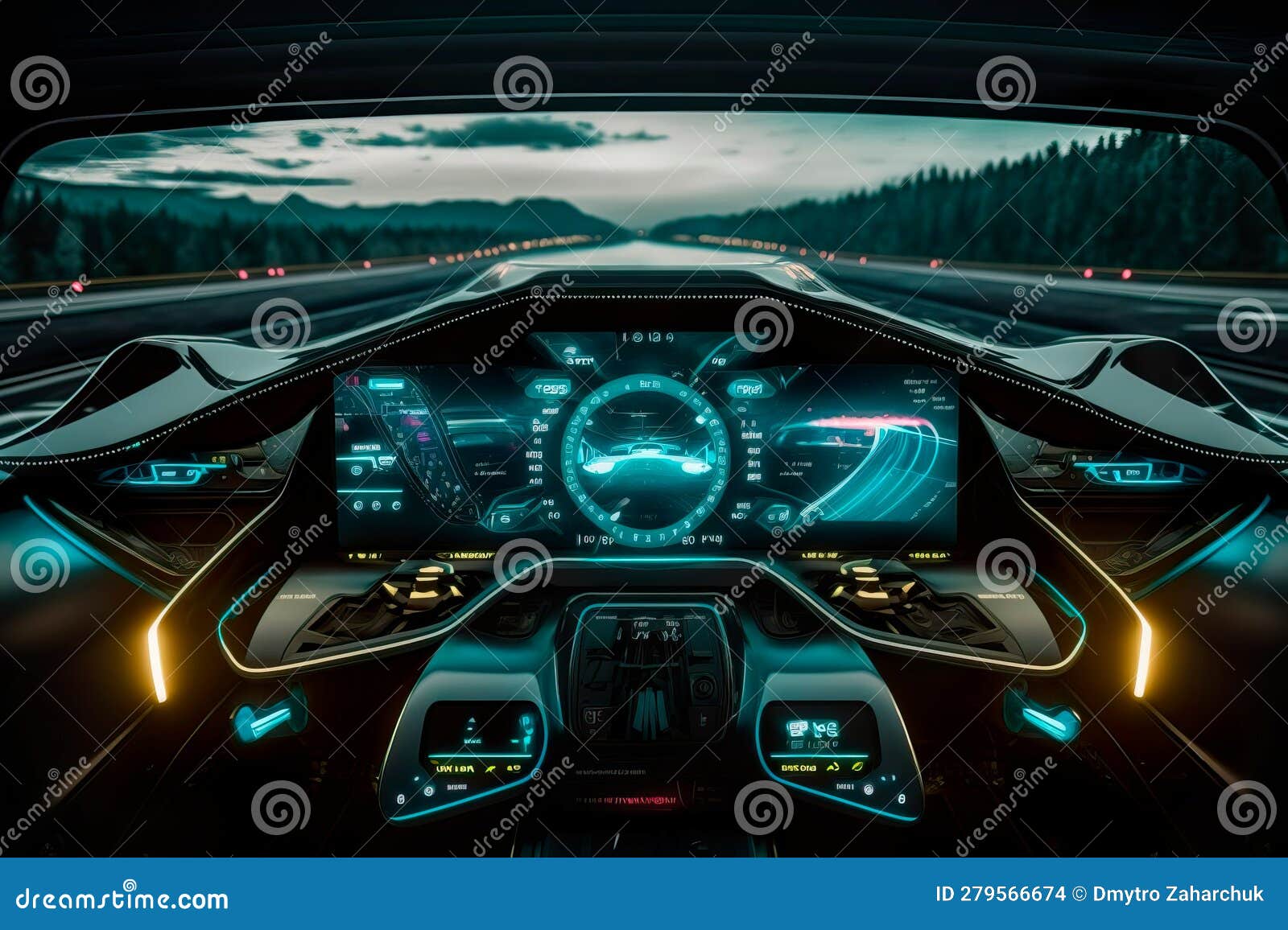 Technology Futuristic Panel . Autonomous Car , without a Driver ...