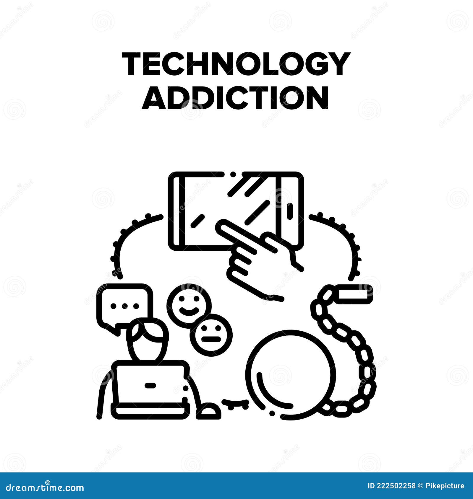Technology Gadget Addiction Vector Concept Stock Illustration ...