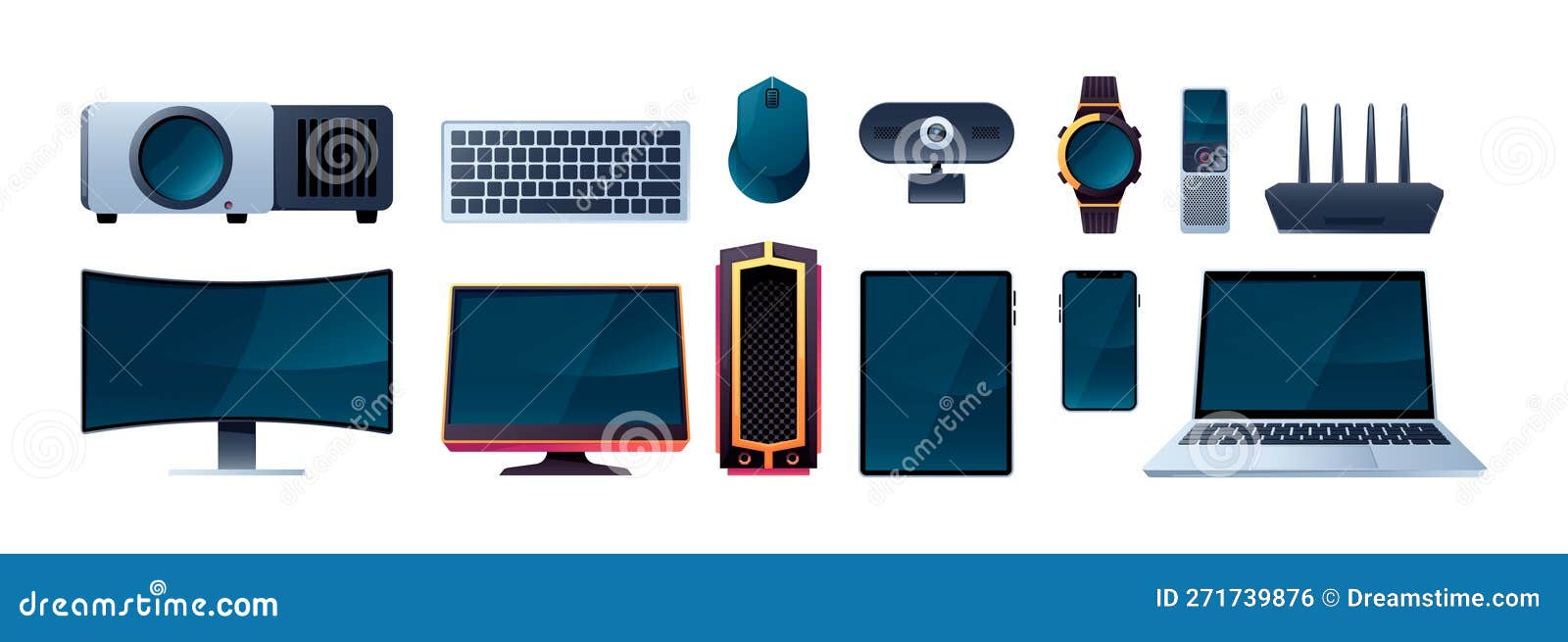 Technology Gadgets Set. Portable Wireless Appliances, Cartoon Bundle of ...