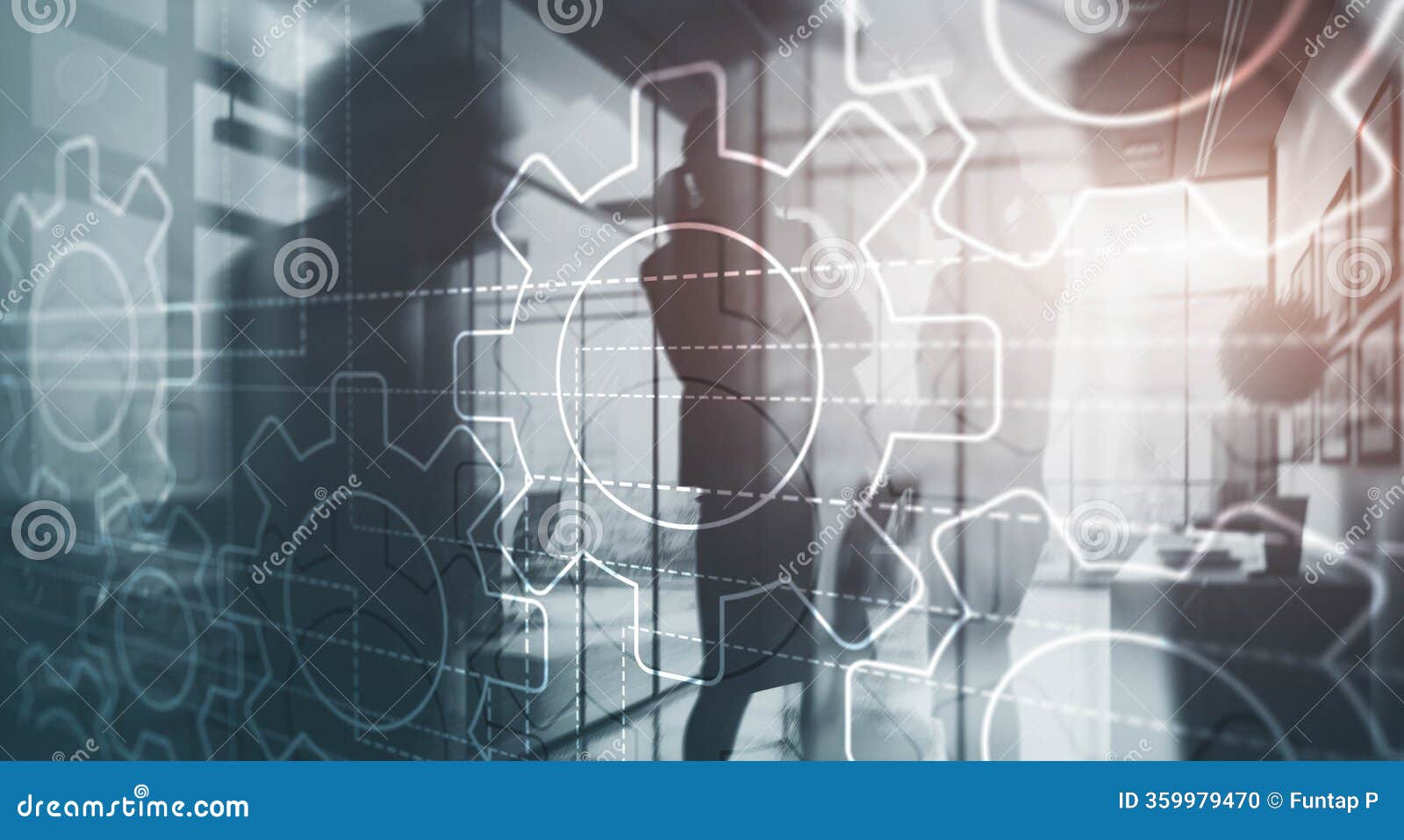 Technology Gears Concept On The Grey Background. Hi-tech Gears ...