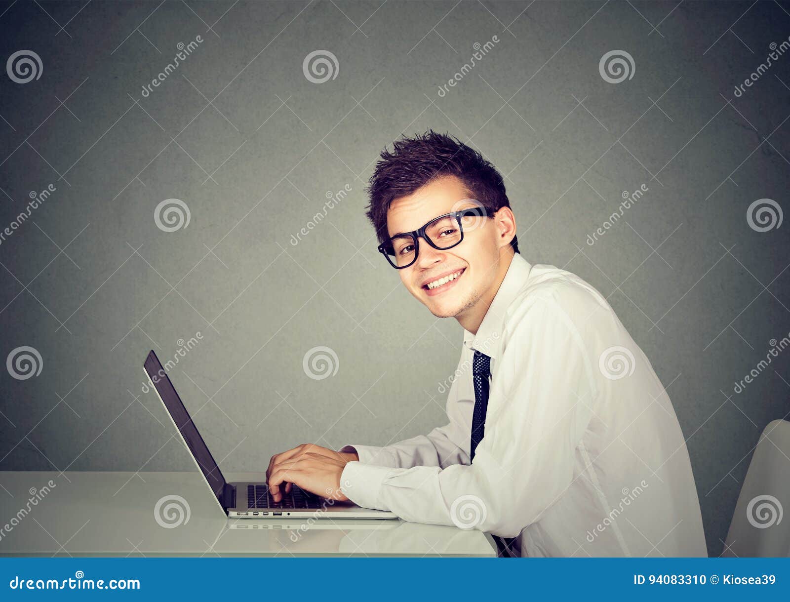 Technology Geek Man Working on His Laptop Stock Photo - Image of geek ...