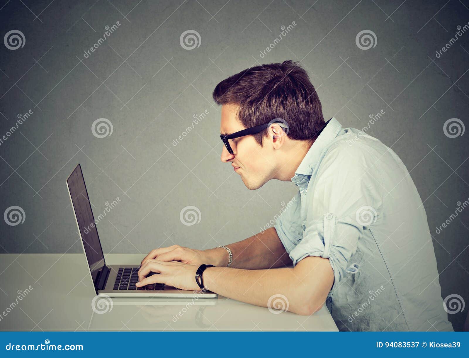 Technology Geek Working on His Laptop Computer Stock Image - Image of ...