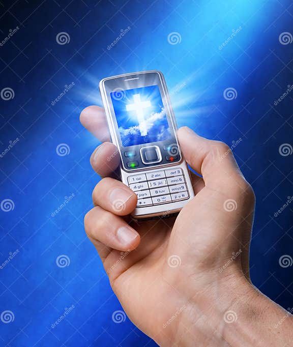 Technology God Religion Contact Stock Image - Image of cellular ...