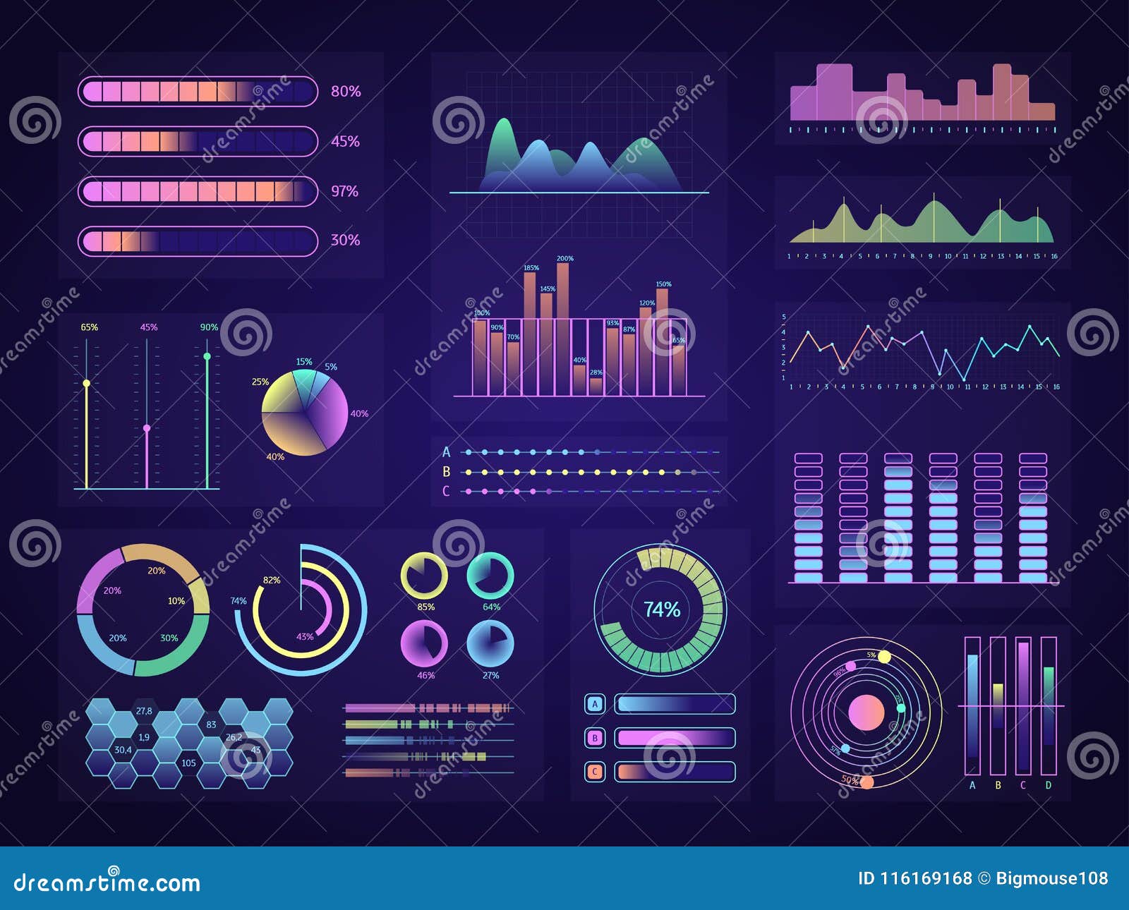 Technology Graphics Elements Set. Vector Stock Vector - Illustration of ...