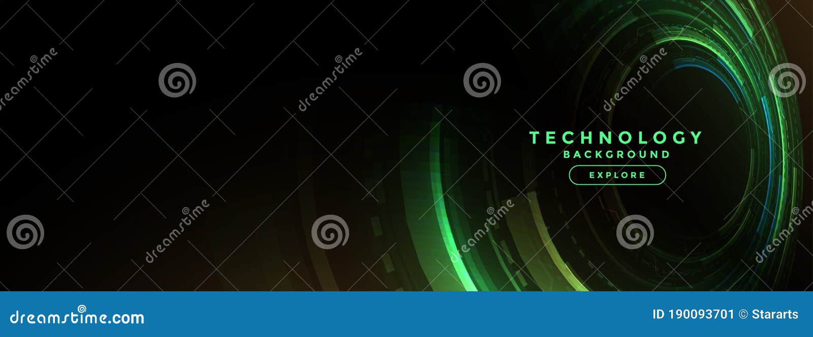 Technology Green Banner with Digital Diagram Design Stock Illustration ...