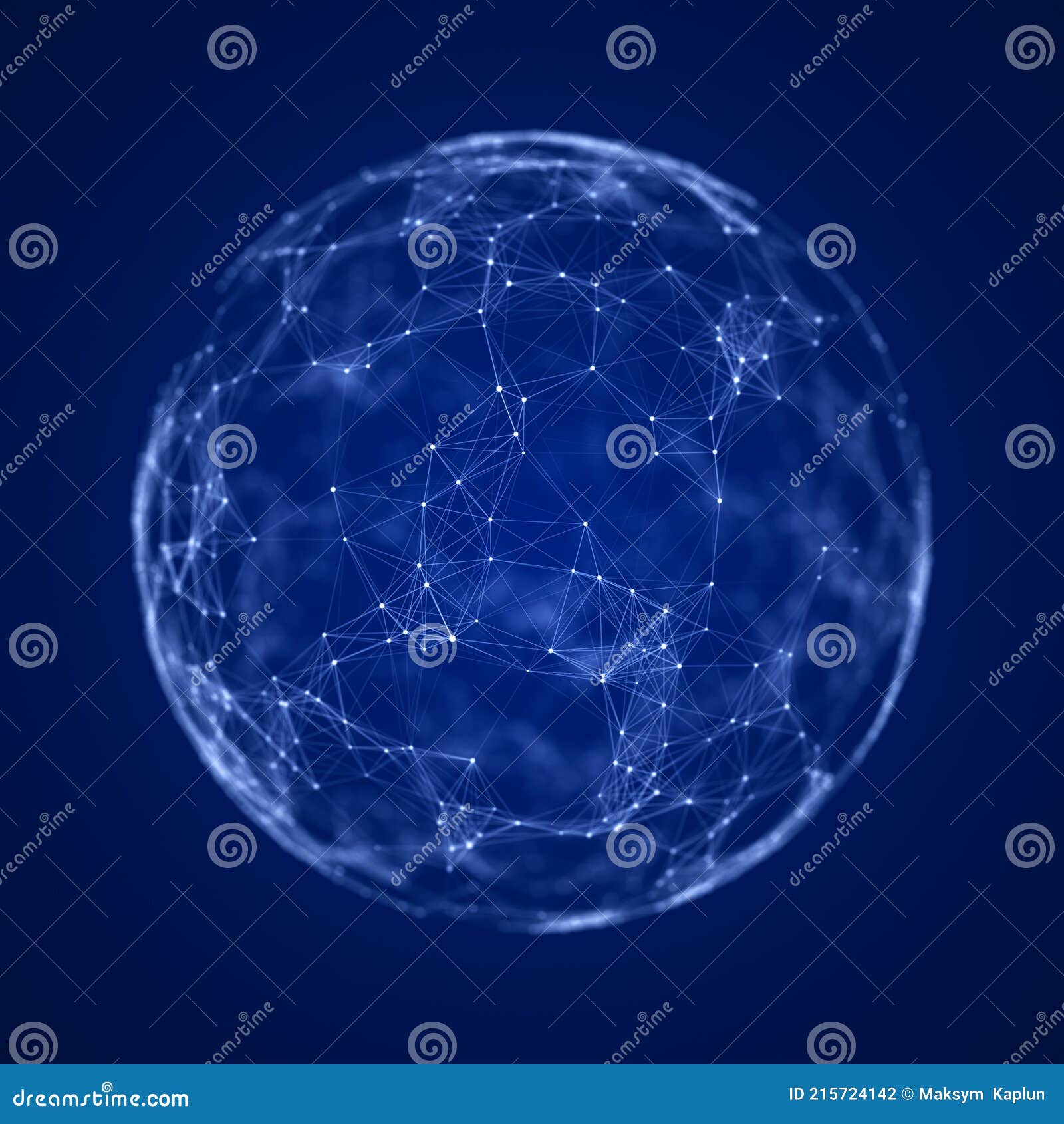 Technology Grid Sphere. Blue Sphere Consisting of Points and Lines ...