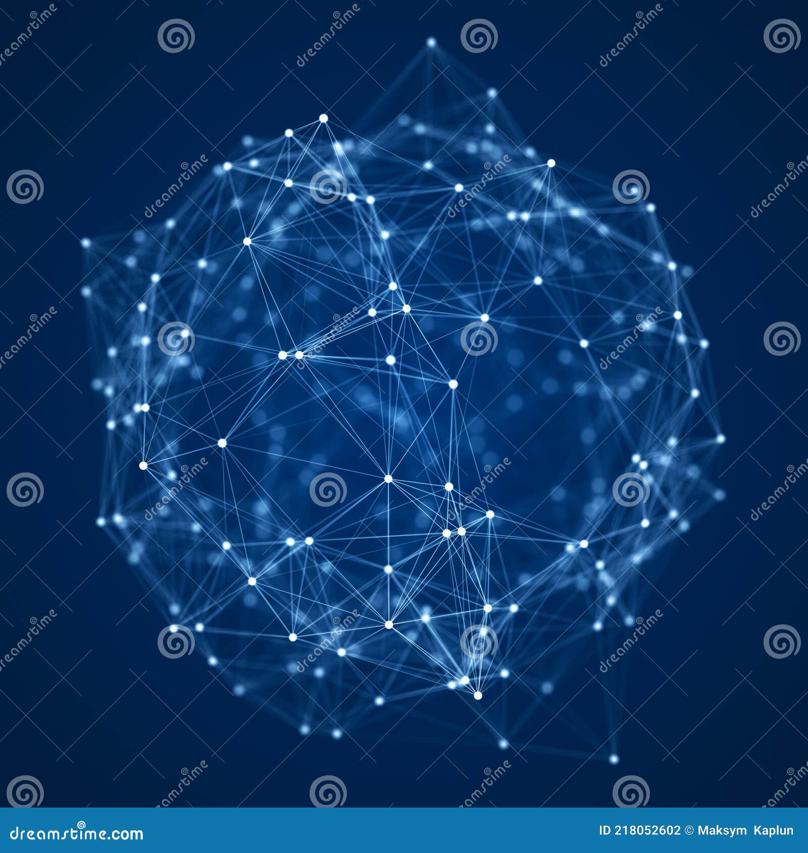 Technology Grid Sphere. Blue Sphere Consisting of Points and Lines ...