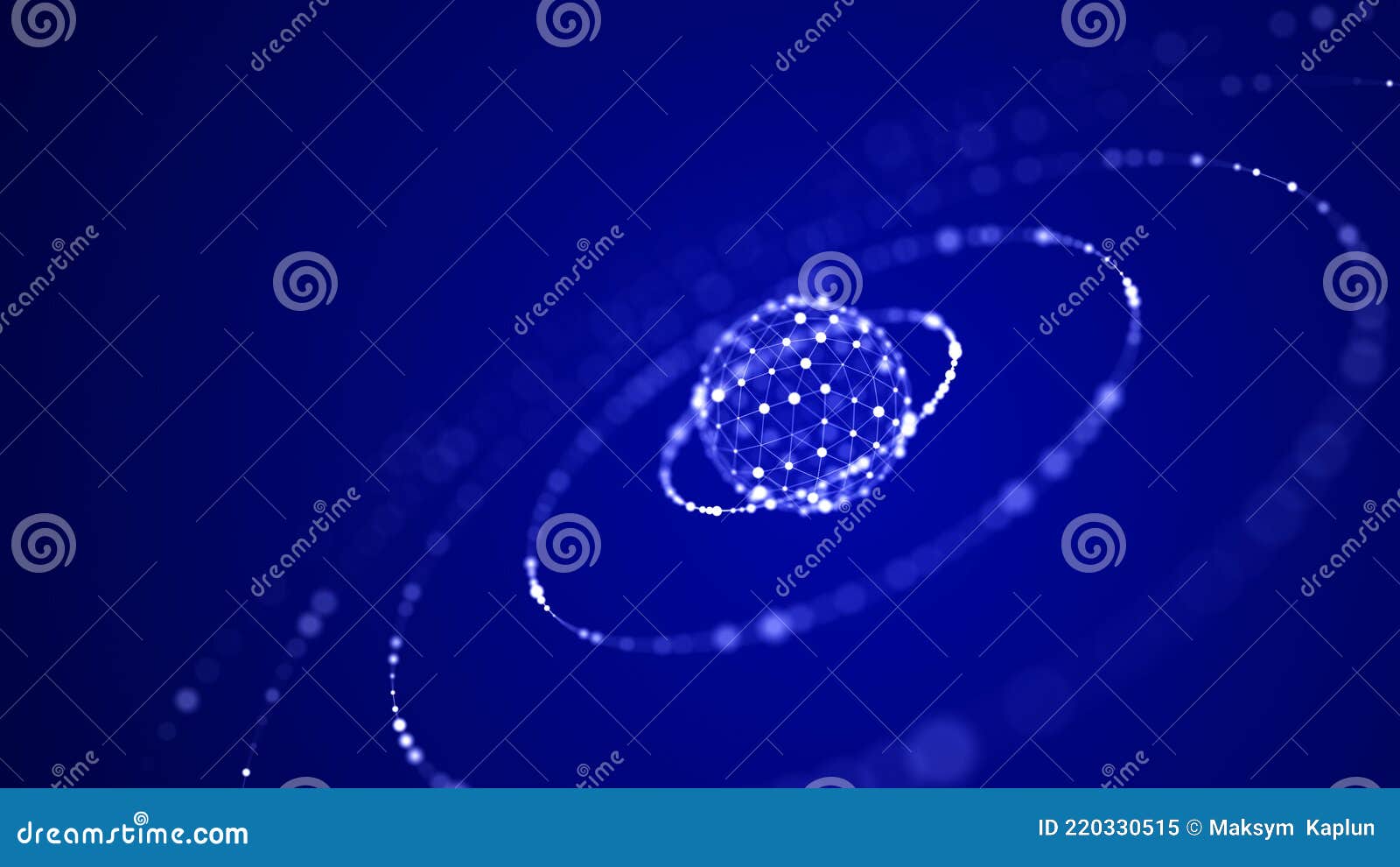 Technology Grid Sphere. Blue Sphere Consisting of Points and Lines ...