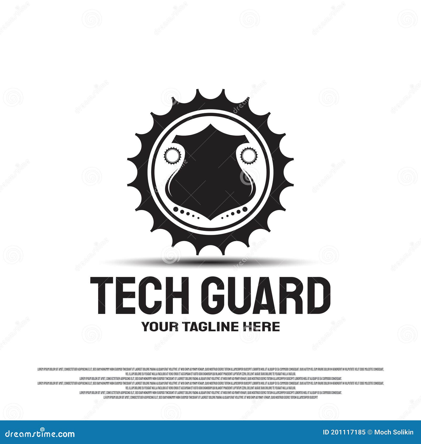Technology Guard Logo Design with the Concept of Gears and Shields ...