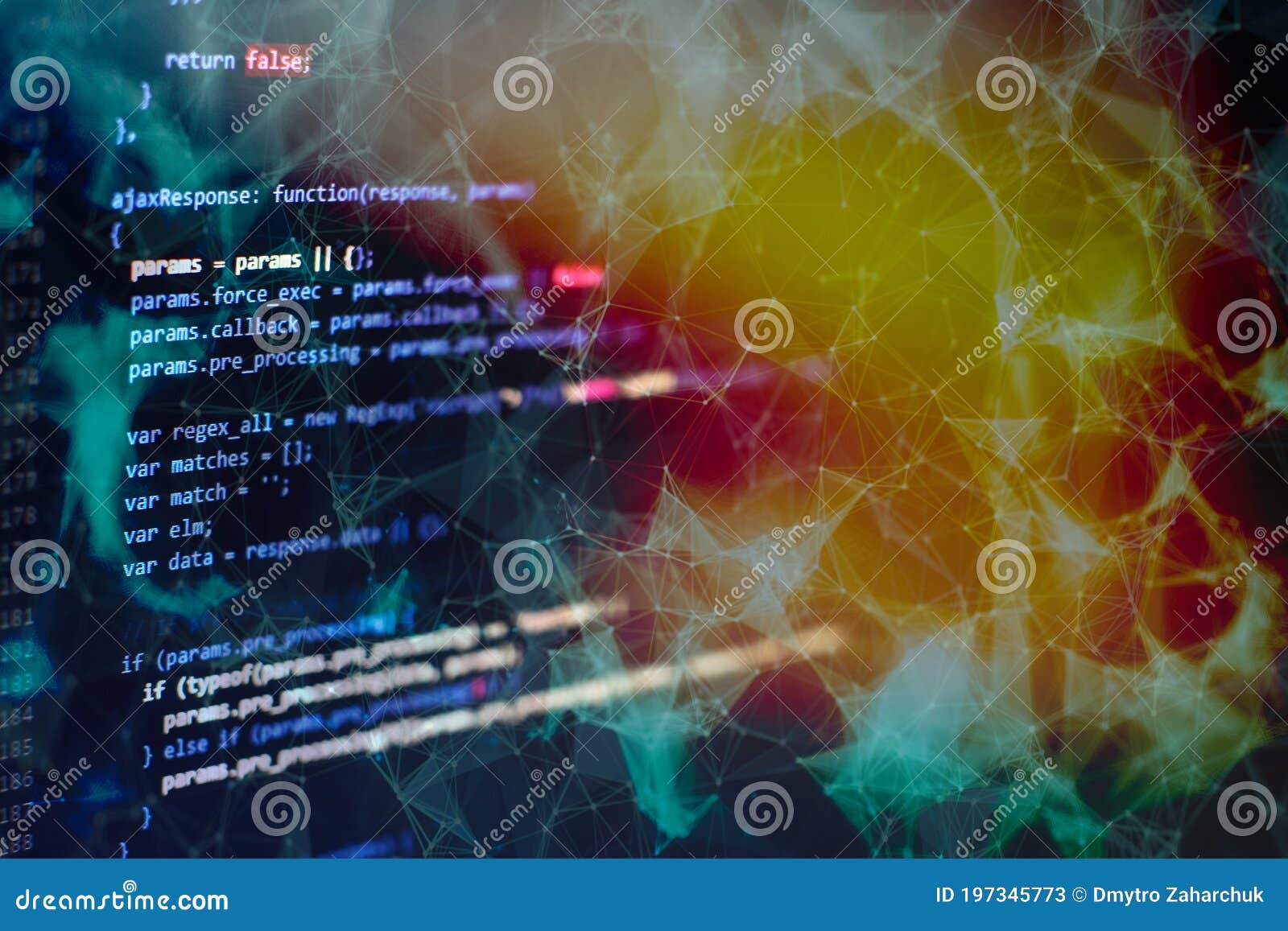 Computer Script Coding Source Code On Desktop Monitor Screen Of Code For Overlay Background