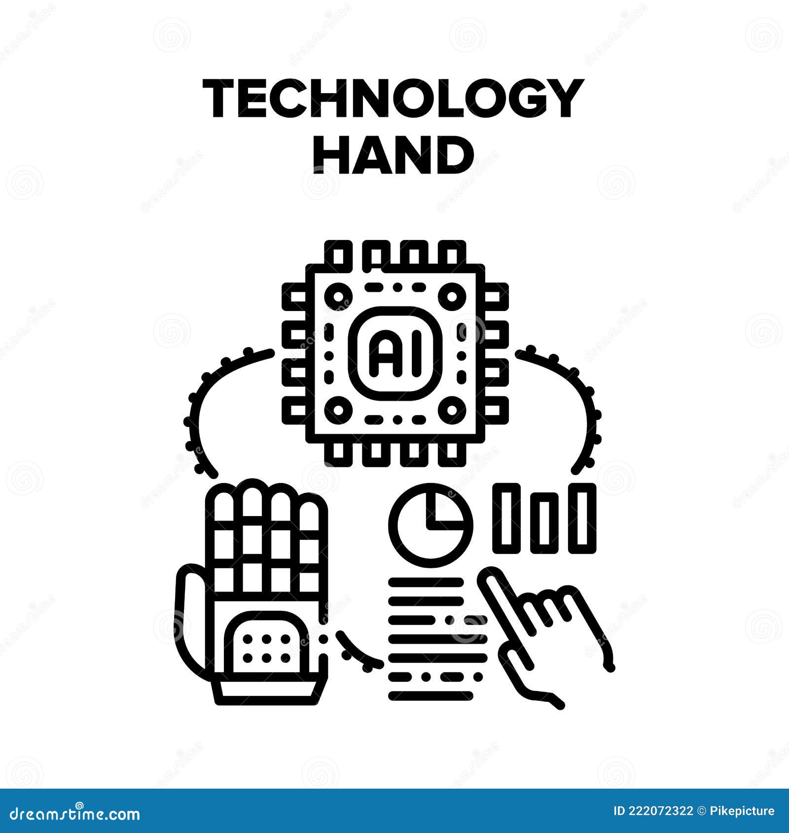 Technology Hand Vector Black Illustration Stock Vector - Illustration ...