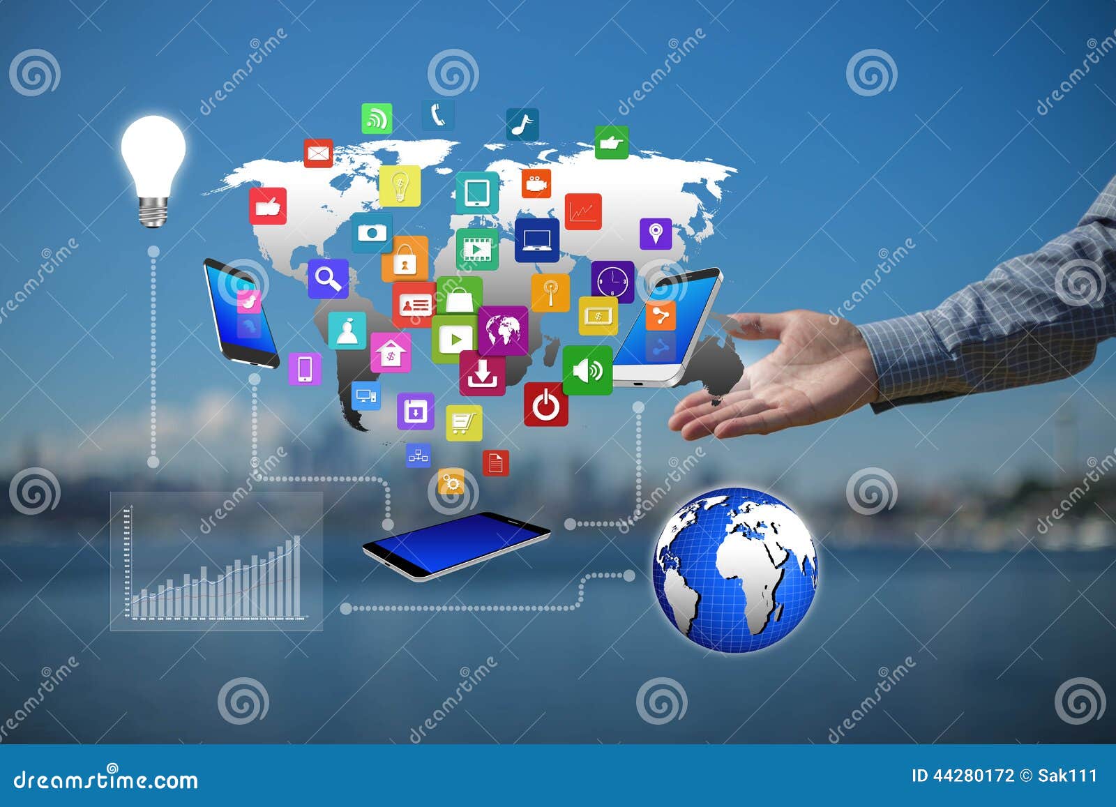 Technology in the Hands of Businessmen Stock Photo - Image of cloud ...