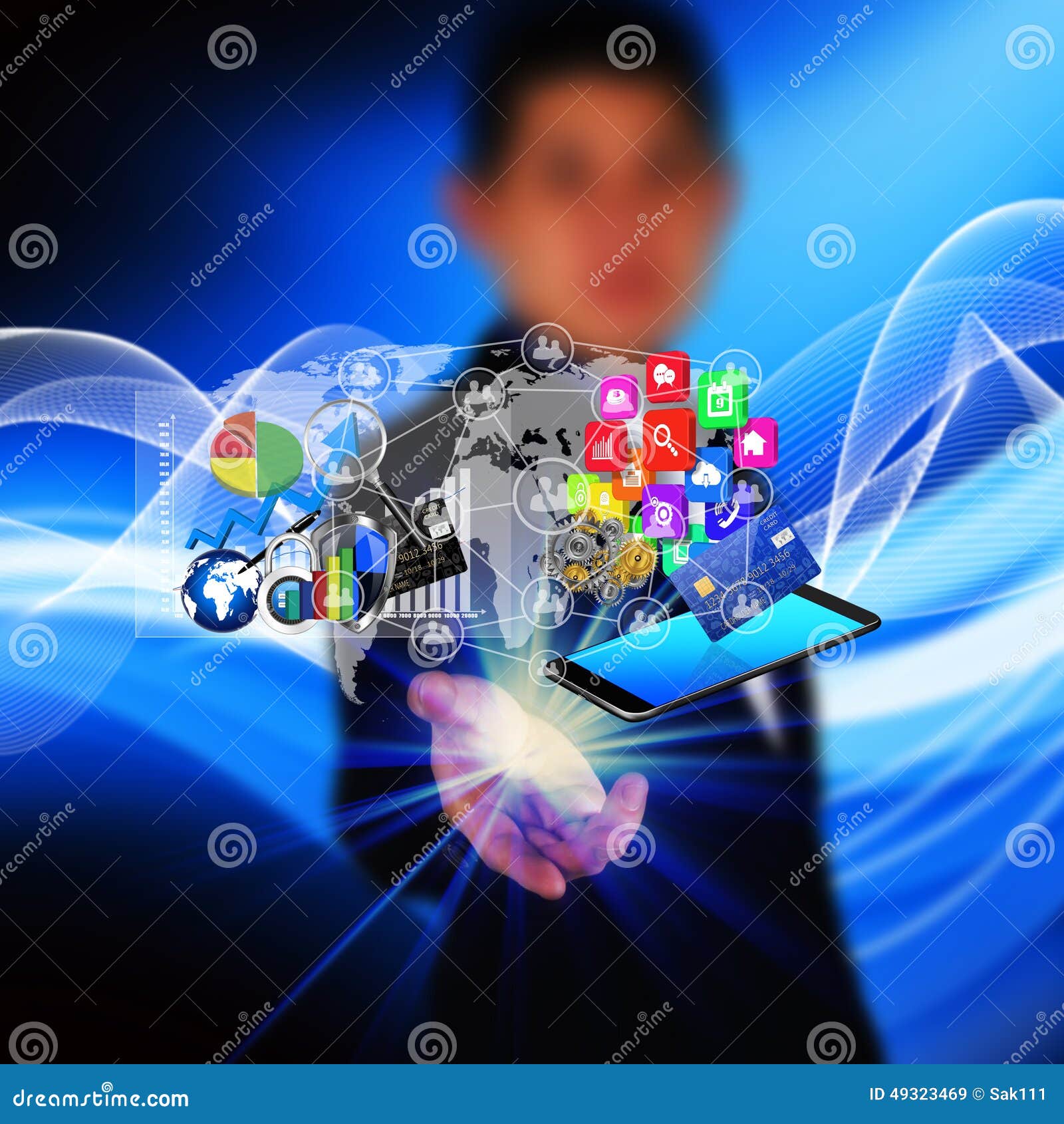 Technology in the Hands of Businessmen Stock Image - Image of element ...