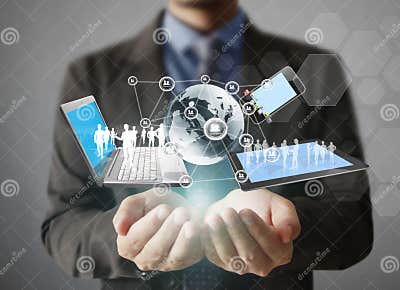 Technology in the hands stock photo. Image of data, slim - 56002796