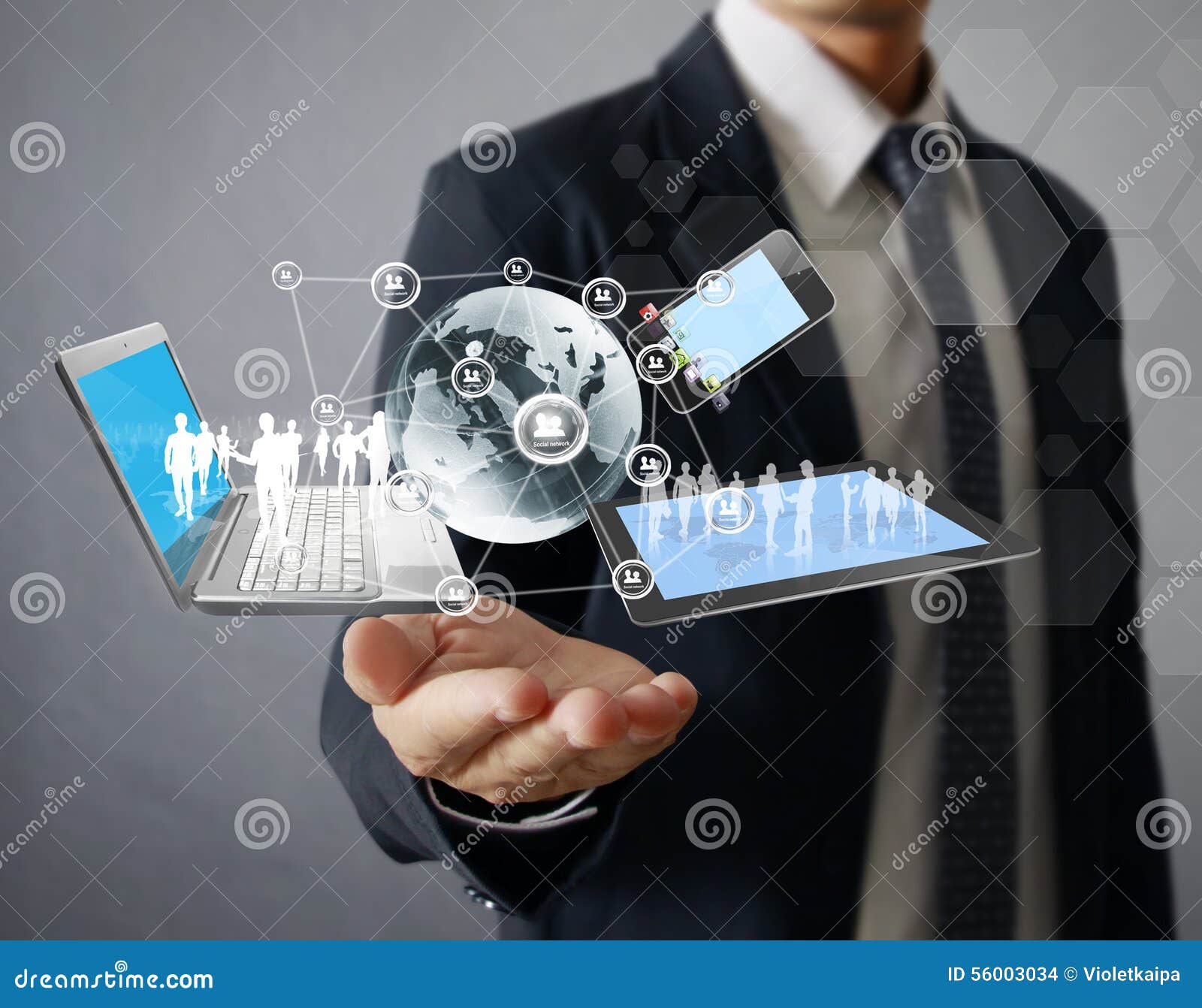 Technology in the hands stock illustration. Illustration of modern ...