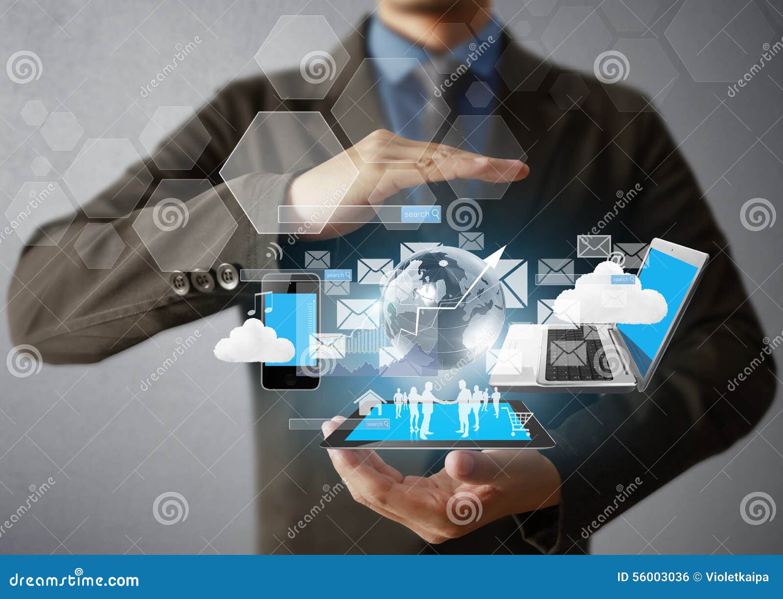 Technology in the hands stock illustration. Illustration of electronic ...