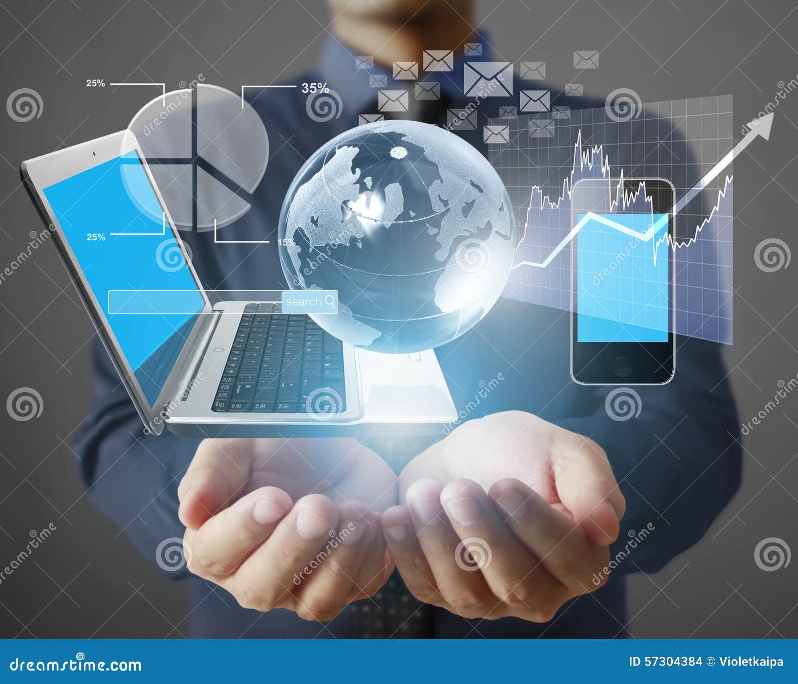 Technology in the hands stock illustration. Illustration of screen ...