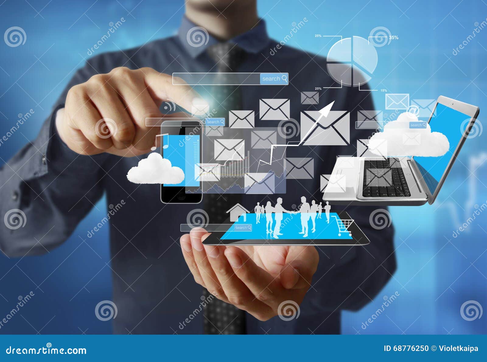 Technology in Hands of Businessmen Stock Illustration - Illustration of ...