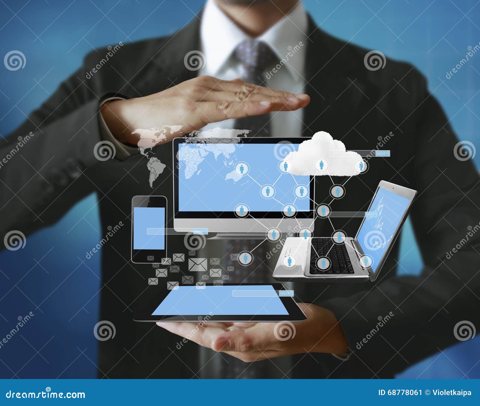 Technology in Hands of Businessmen Stock Illustration - Illustration of ...