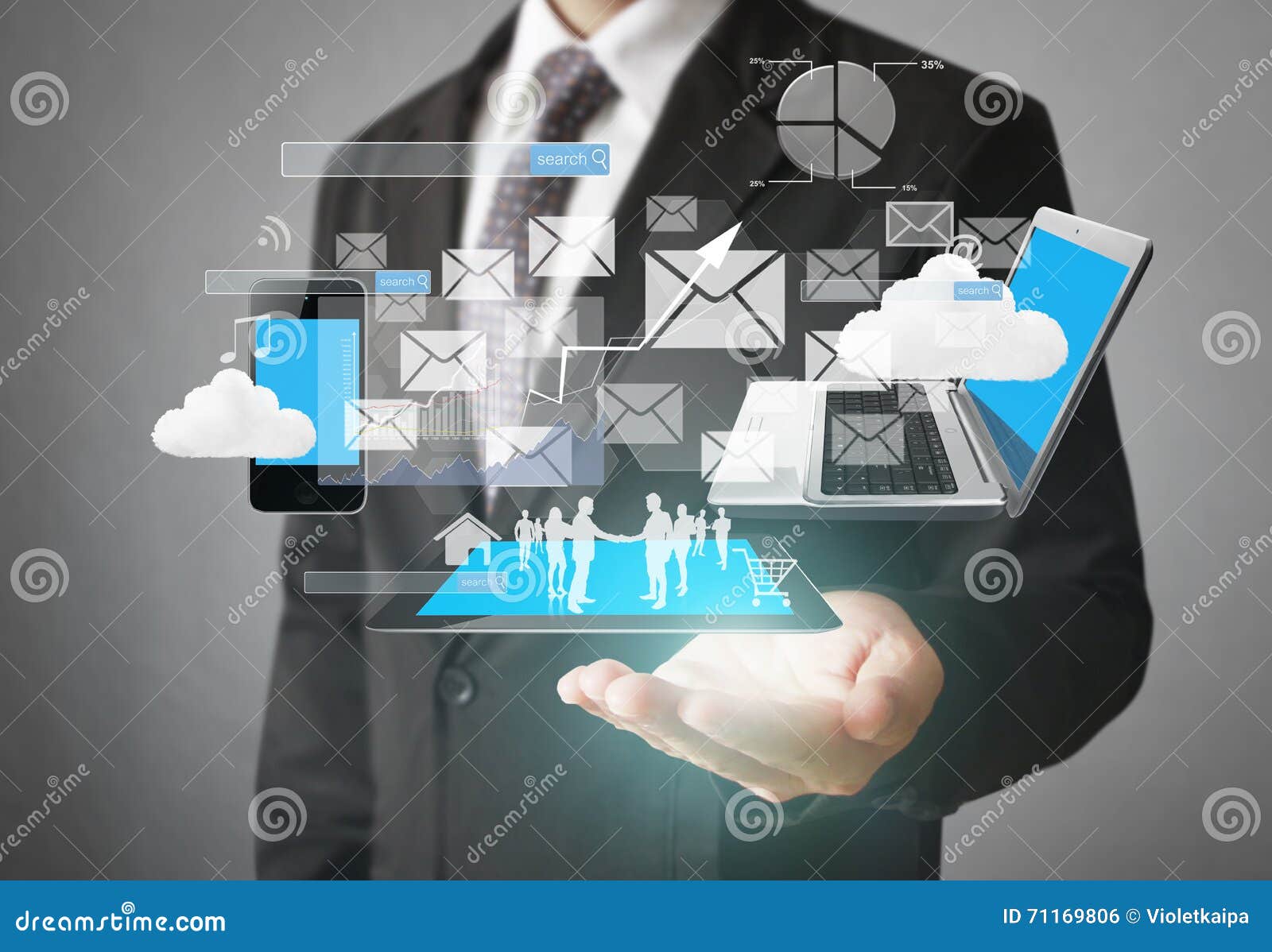 Technology in Hands of Businessmen Stock Illustration - Illustration of ...