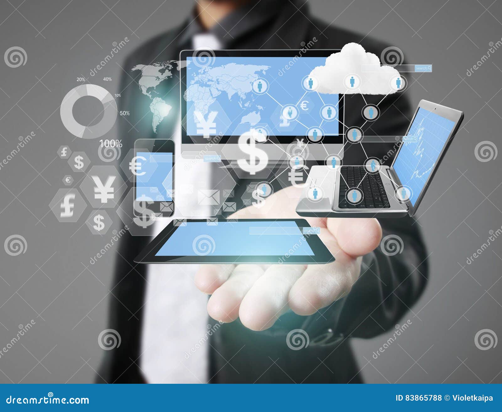 Technology in Hands of Businessmen Stock Illustration - Illustration of ...