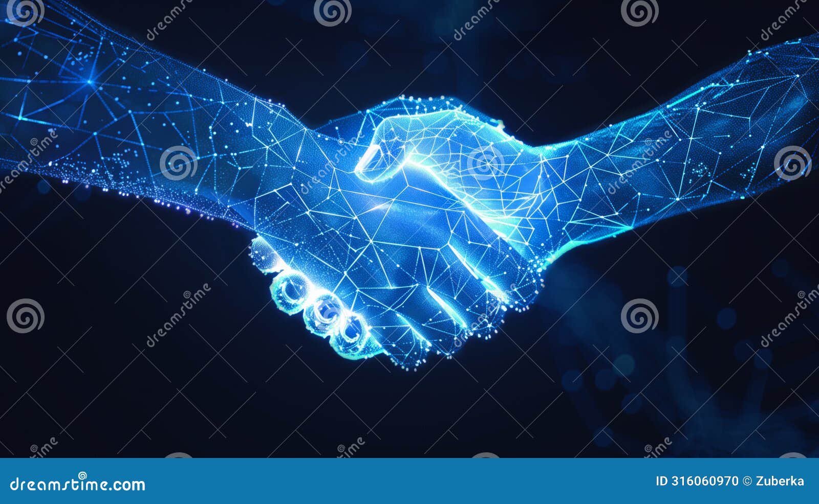Technology Handshake on Dark Background Stock Illustration ...