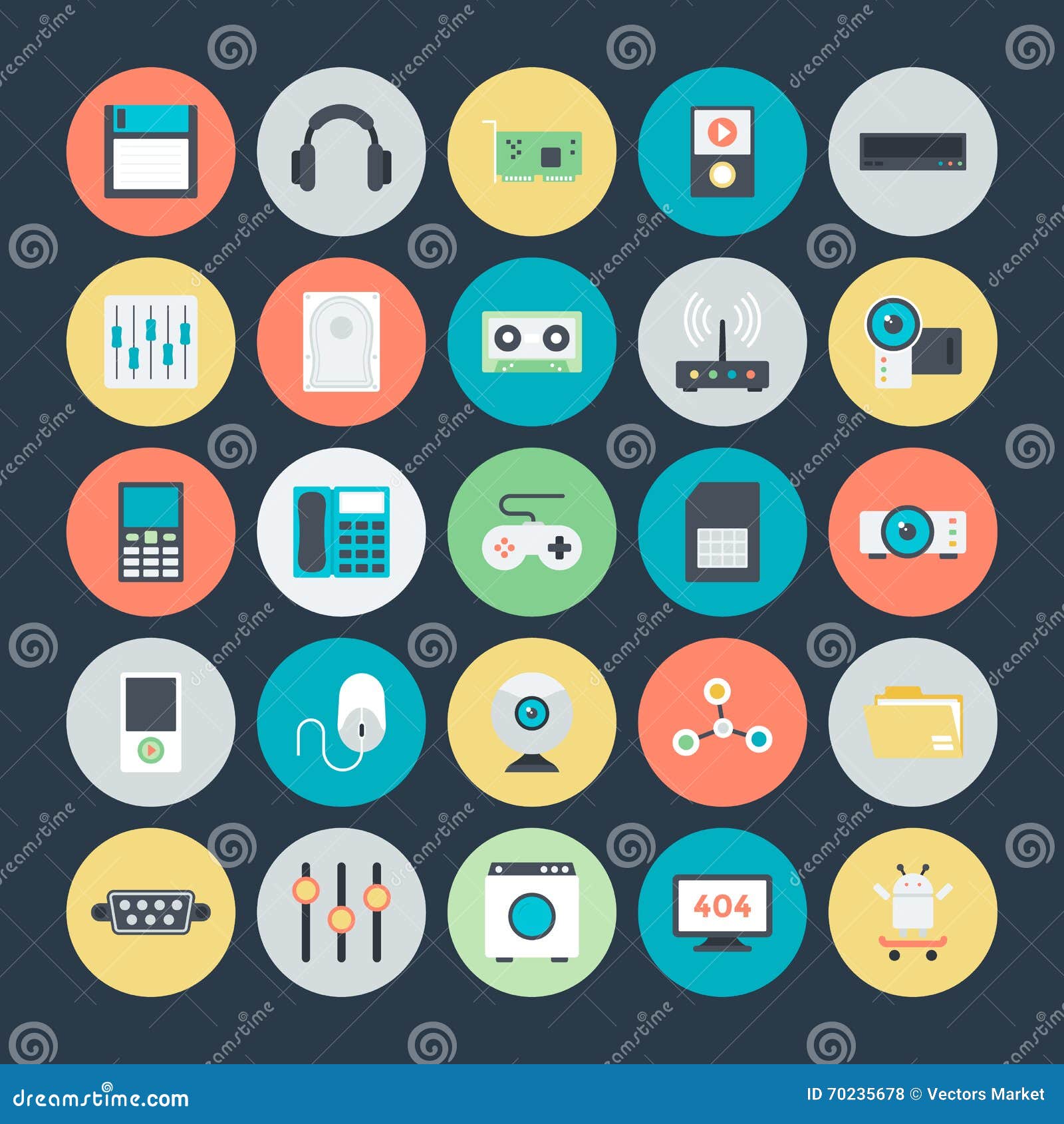 Technology and Hardware Colored Vector Icons 2 Stock Illustration ...