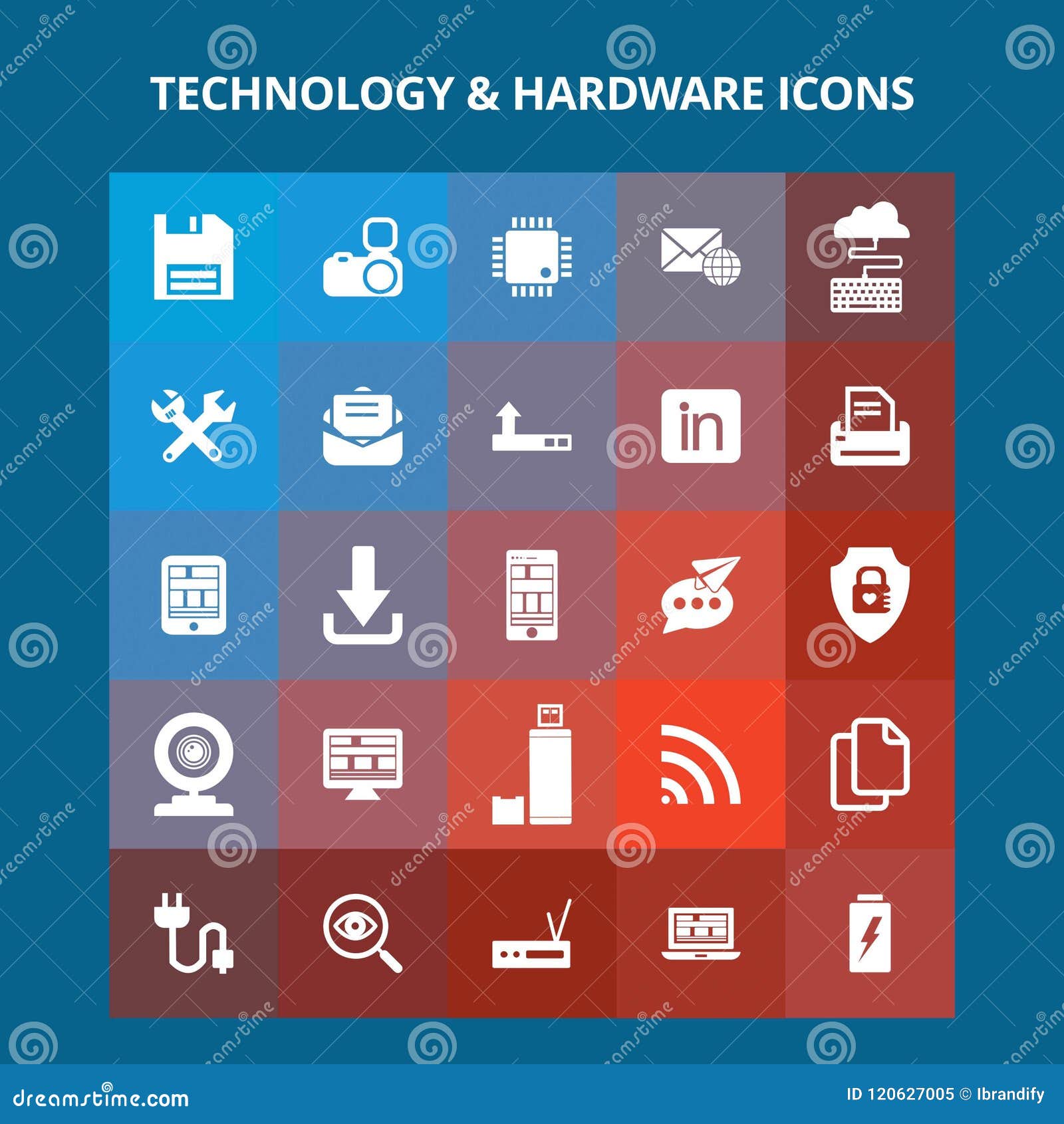 Technology and Hardware Icons Stock Vector - Illustration of icons ...