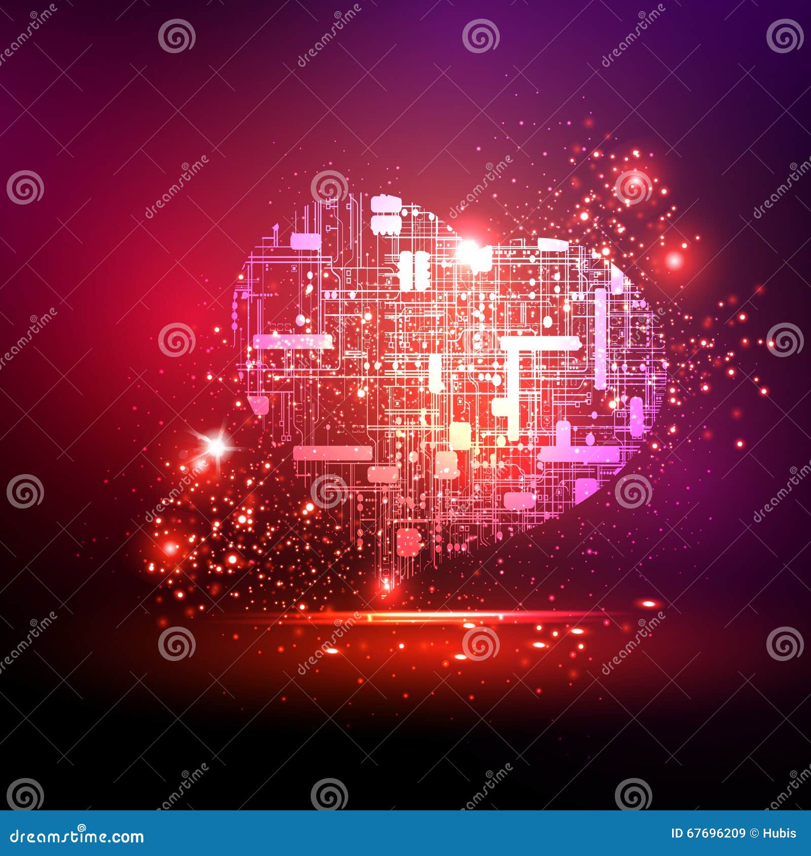 Technology heart stock vector. Illustration of light - 67696209