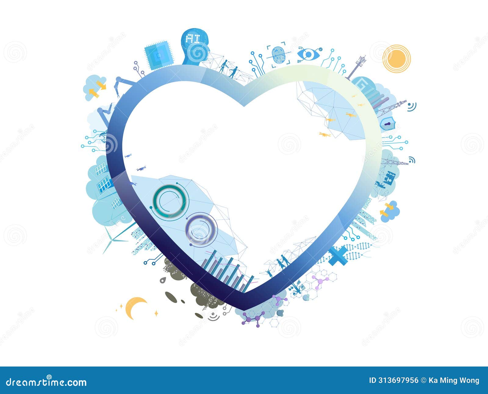 Technology with Heart Shape Vector Illustration Graphic EPS 10 Stock ...
