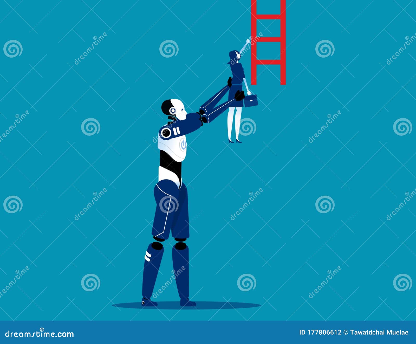 Technology Helping Business, Support Human Working Concept Stock Vector ...