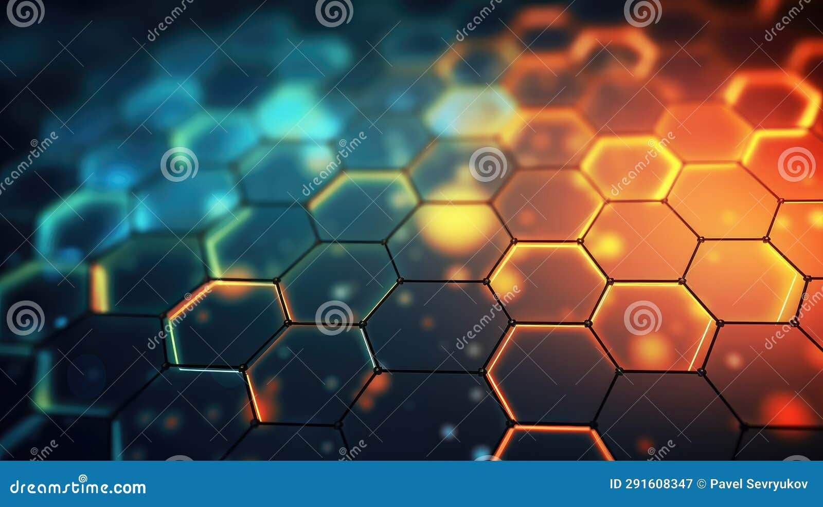 Technology Hexagon Grid Network Stock Illustration - Illustration of ...