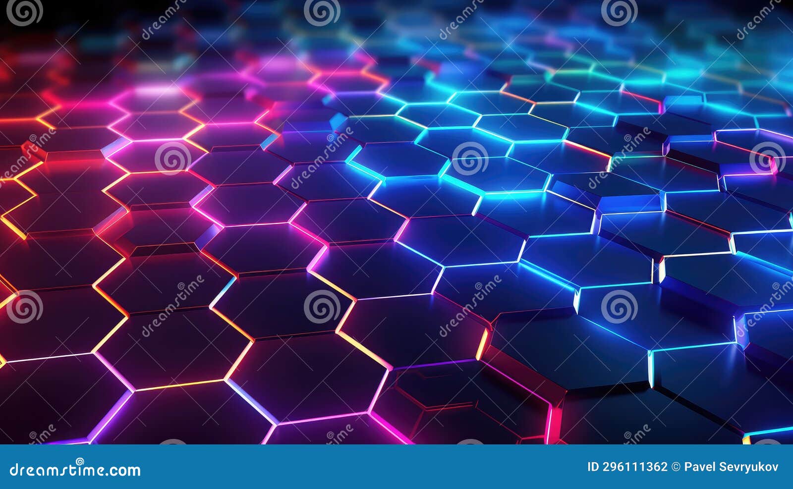 Technology Hexagon Grid Network Stock Illustration - Illustration of ...