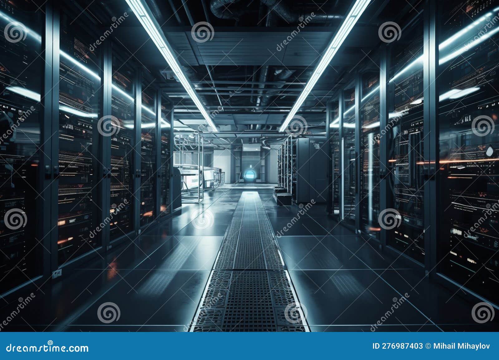Technology Hub Inside a High-Tech Server Room Ai Generated Art Stock ...