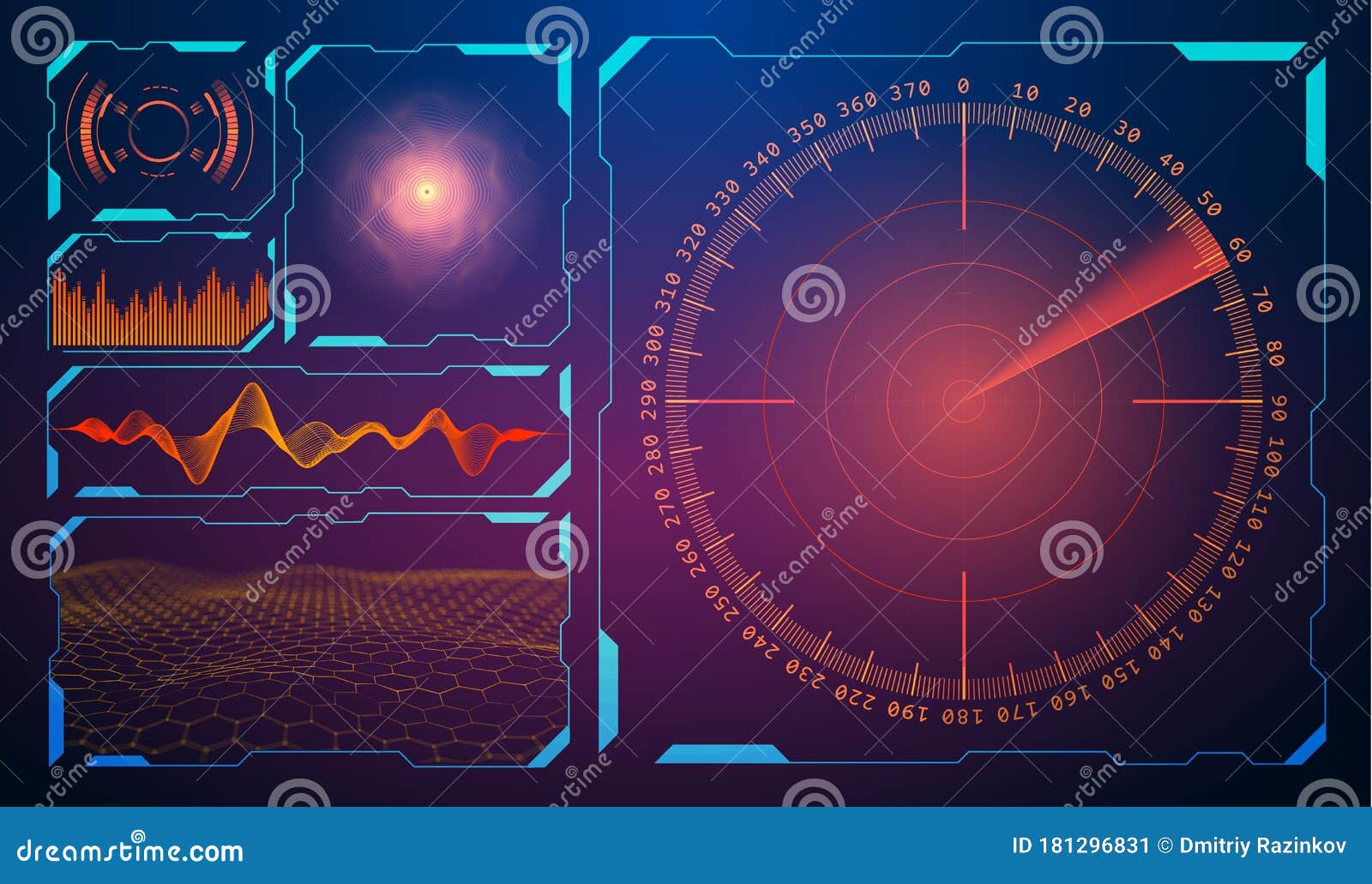 Technology HUD User Interface Design. Background with Sound Wave and ...