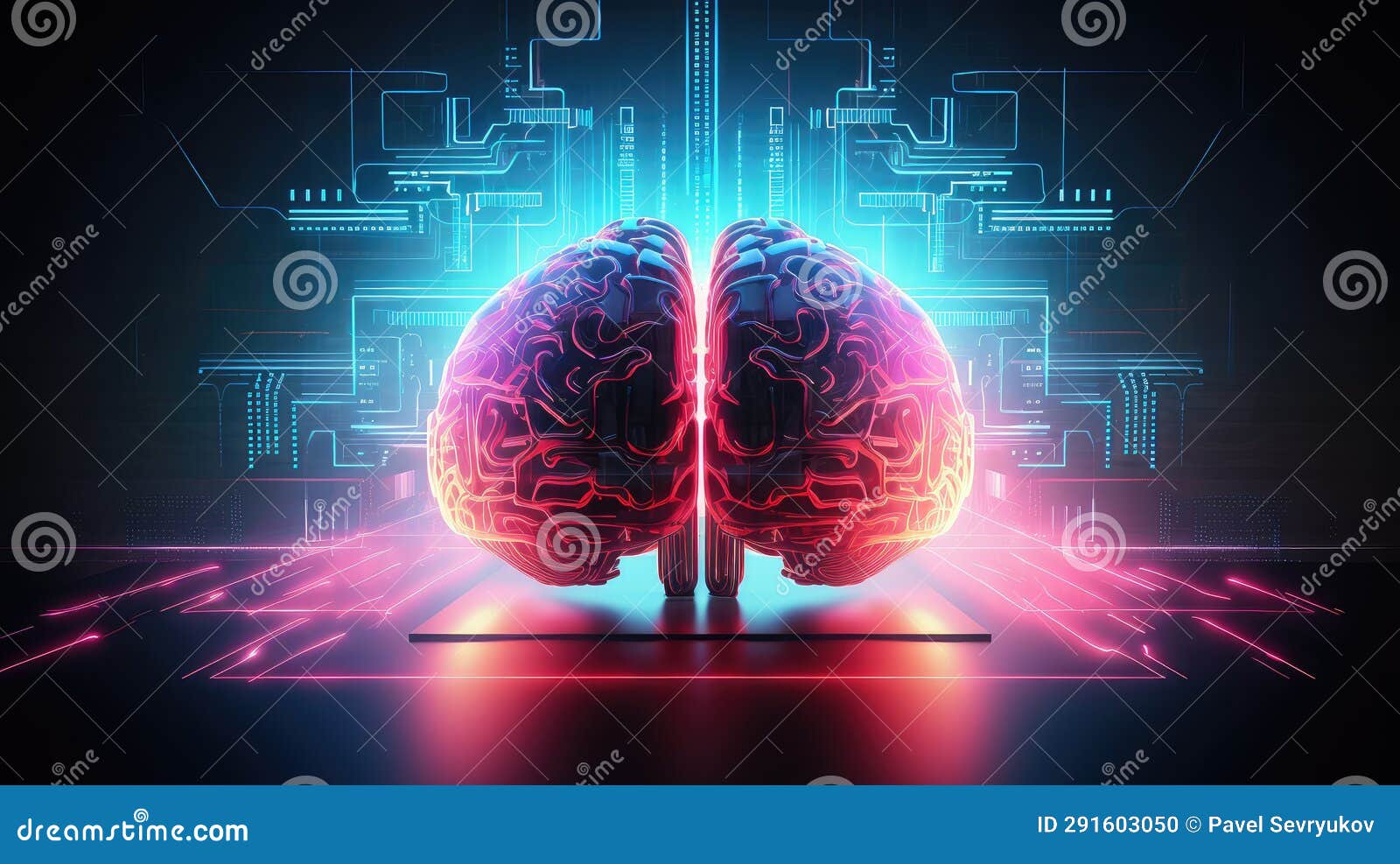 Technology Human Brain Electronic Stock Illustration - Illustration of ...