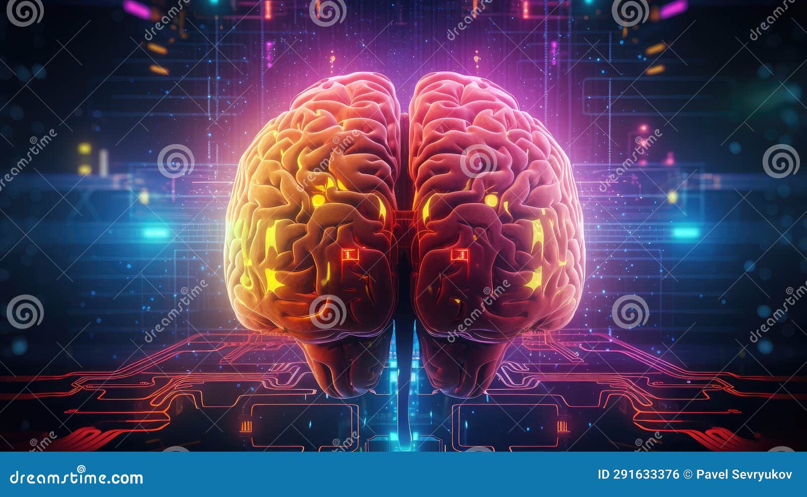 Technology Human Brain Electronic Stock Illustration - Illustration of ...