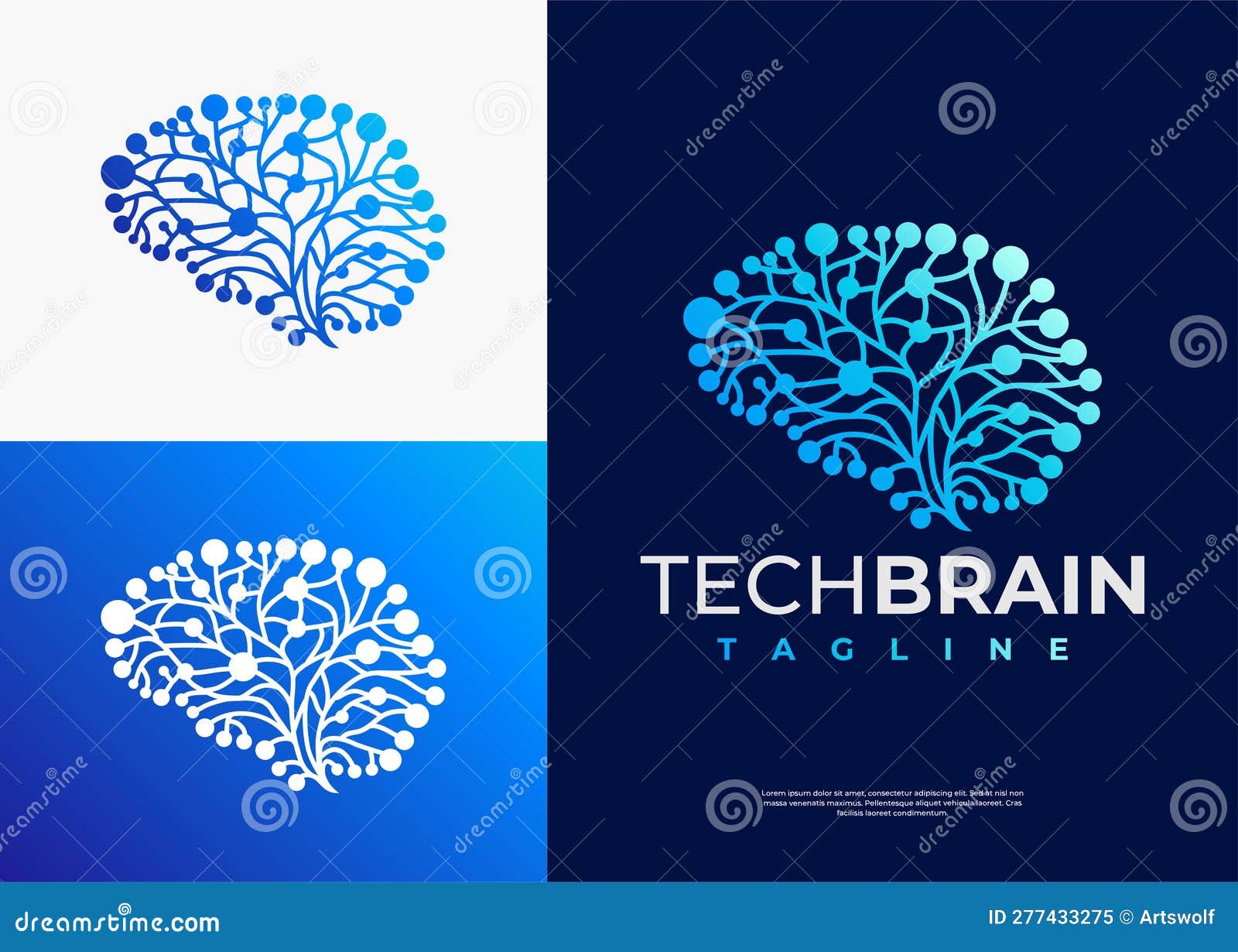 Technology Human Brain Logo Design Branding. Modern Digital Circuit ...