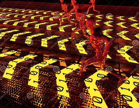 Technology Human Running and Internet Data Transmission, Big Data ...