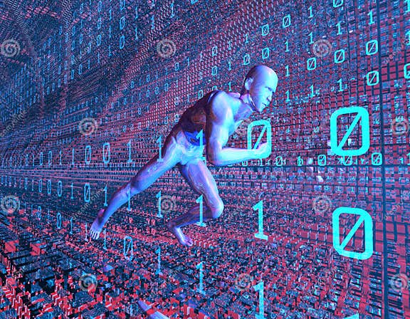 Technology Human Running and Internet Data Transmission, Big Data ...