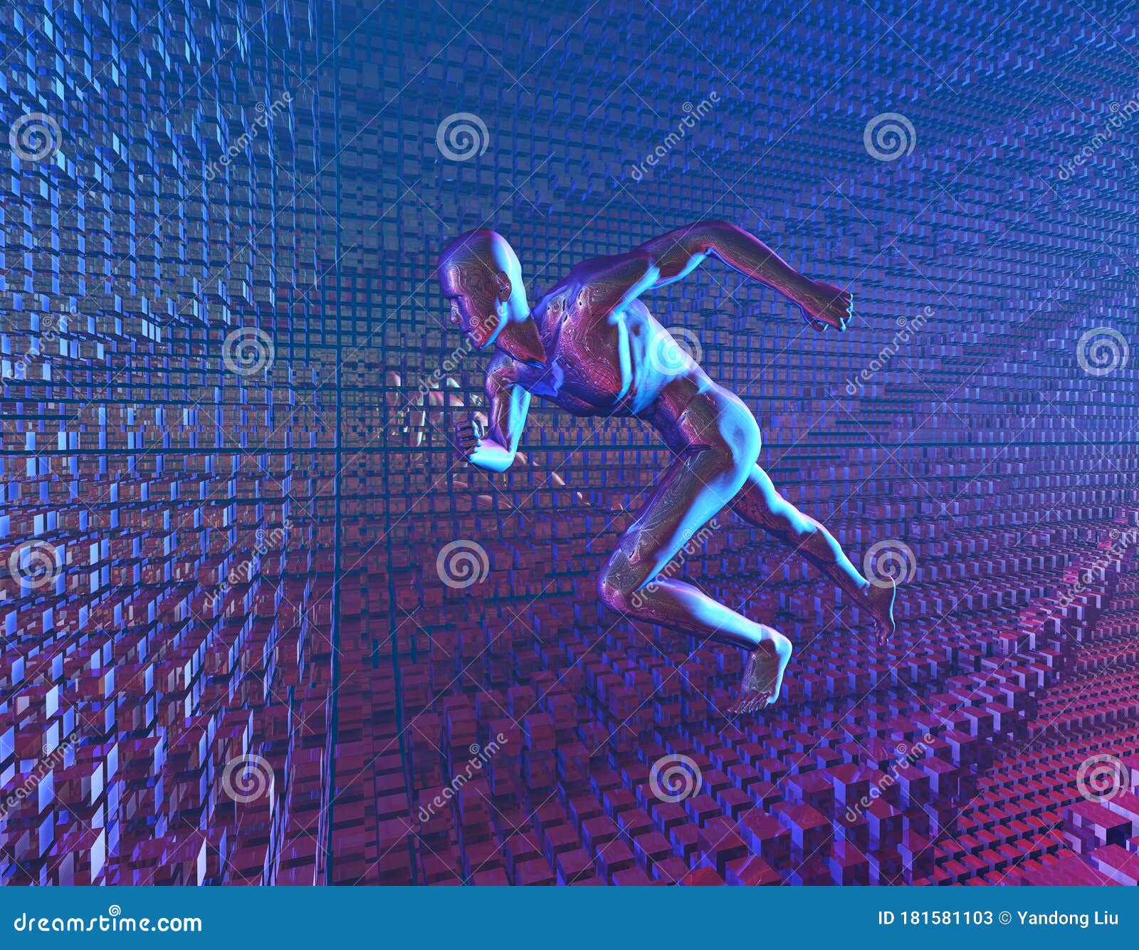 Technology Human Running and Internet Data Transmission, Big Data ...